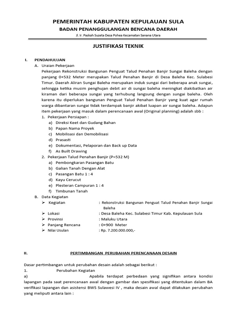Desain Talud Penahan Banjir Baleha | PDF