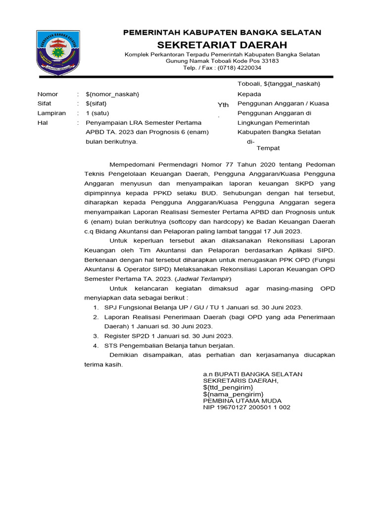 Format Surat Permintaan Penyampaian Lra Pdf
