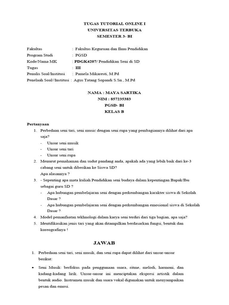 TT1 - Maya Sartika - 857235383 - Seni | PDF