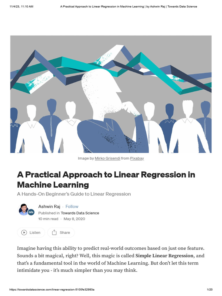 A Practical Approach To Linear Regression in Machine Learning - by Ashwin Raj - Towards Data ...
