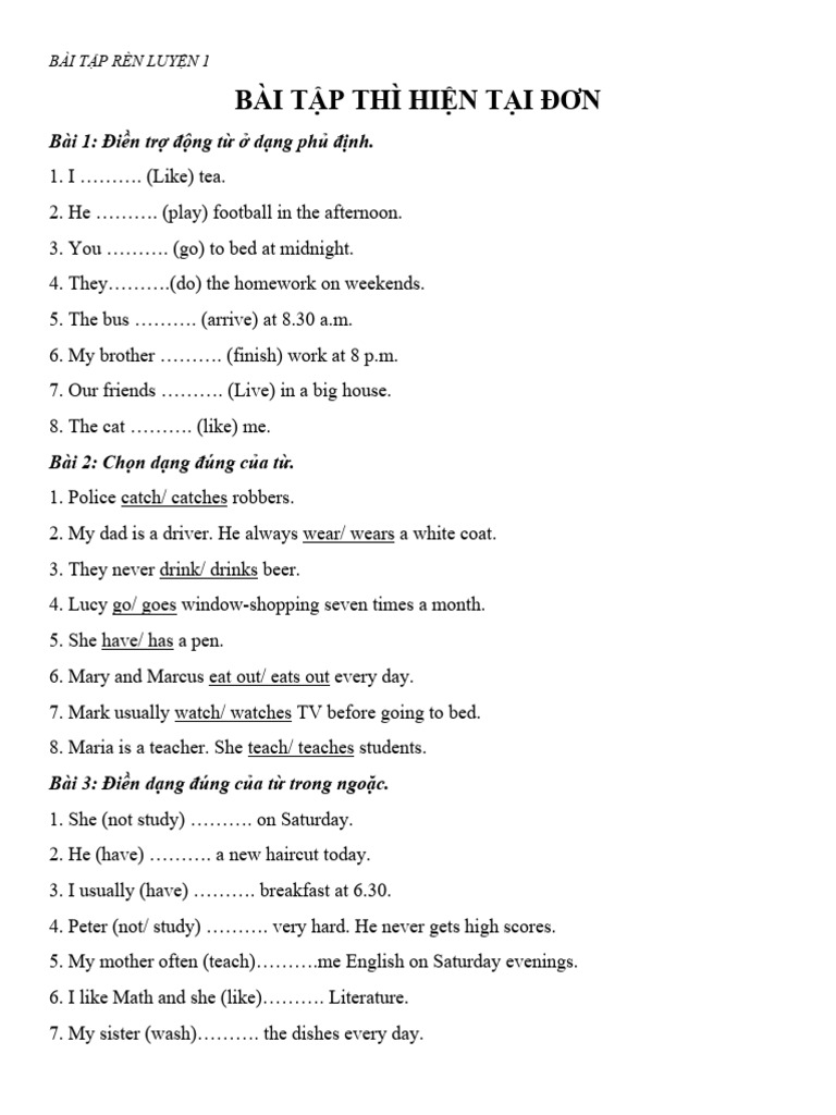 (Nhím-BTRL) Tenses 1 | PDF