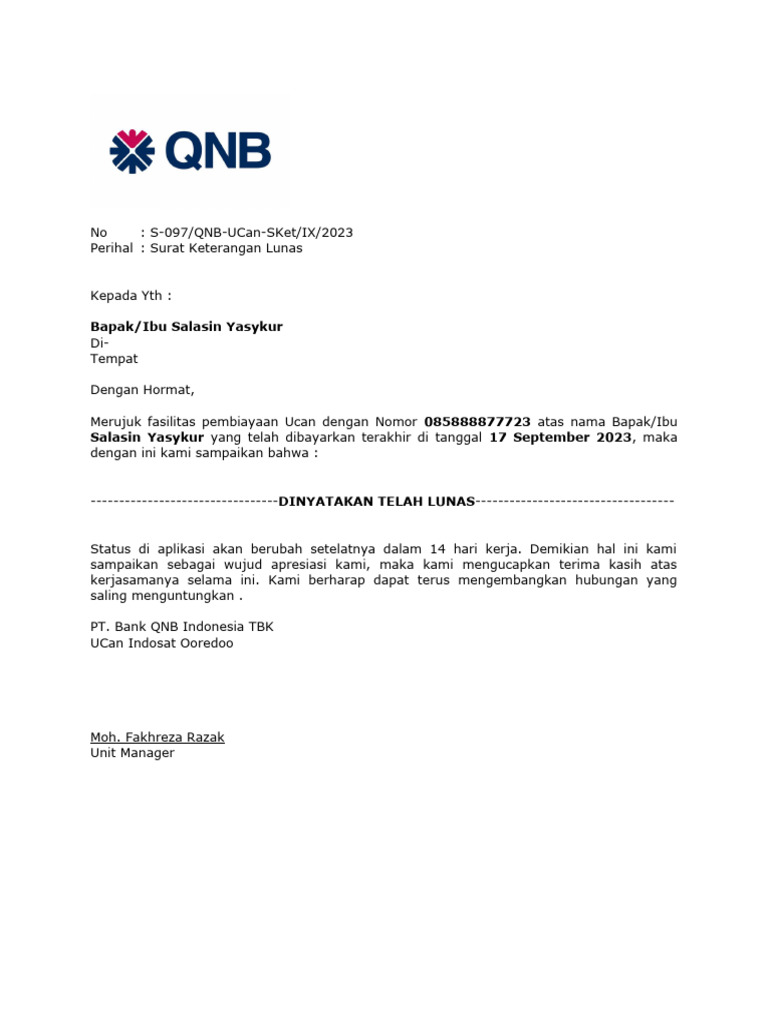 Surat Lunas | PDF