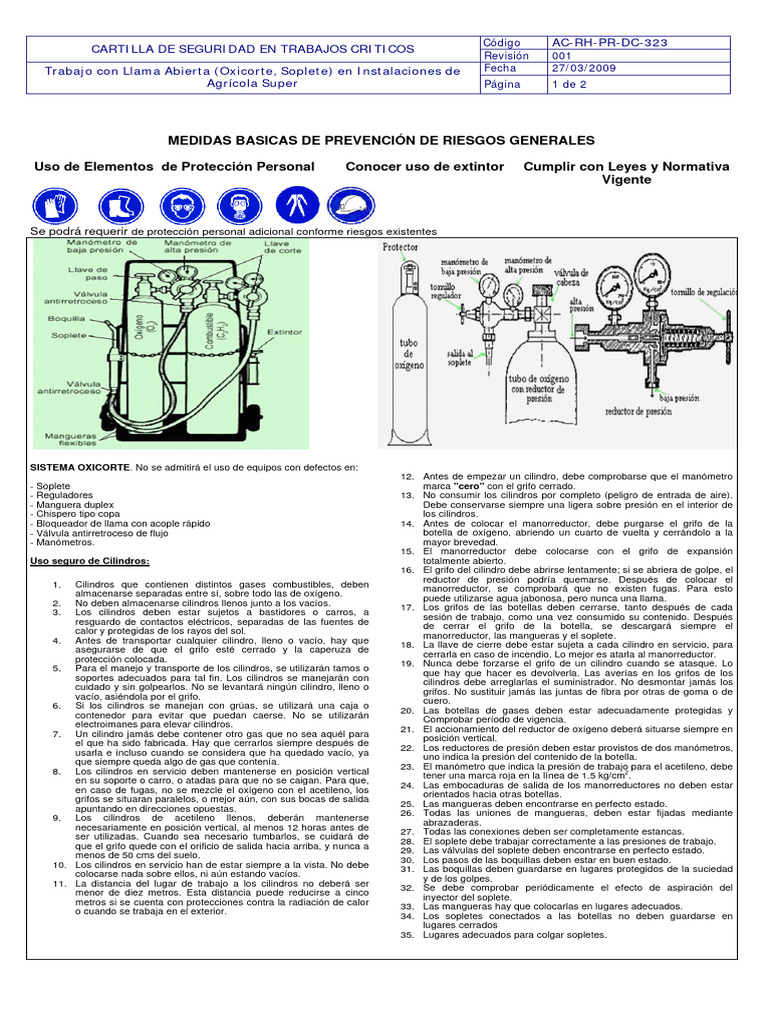AC-RH-PR-DC-323 Trabajo Con Llama Abierta (Oxicorte - Soplete) | PDF