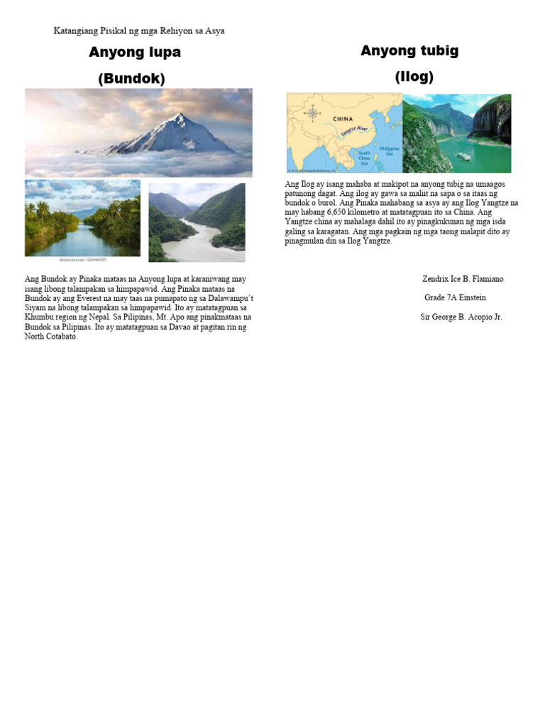 Katangiang Pisikal NG Mga Rehiyon Sa Asya 3 | PDF