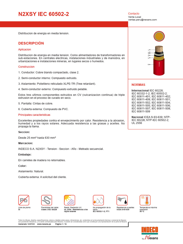 Nexans_N2XSY-IEC-60502-2 | PDF | Resistor | Aislador (Electricidad)