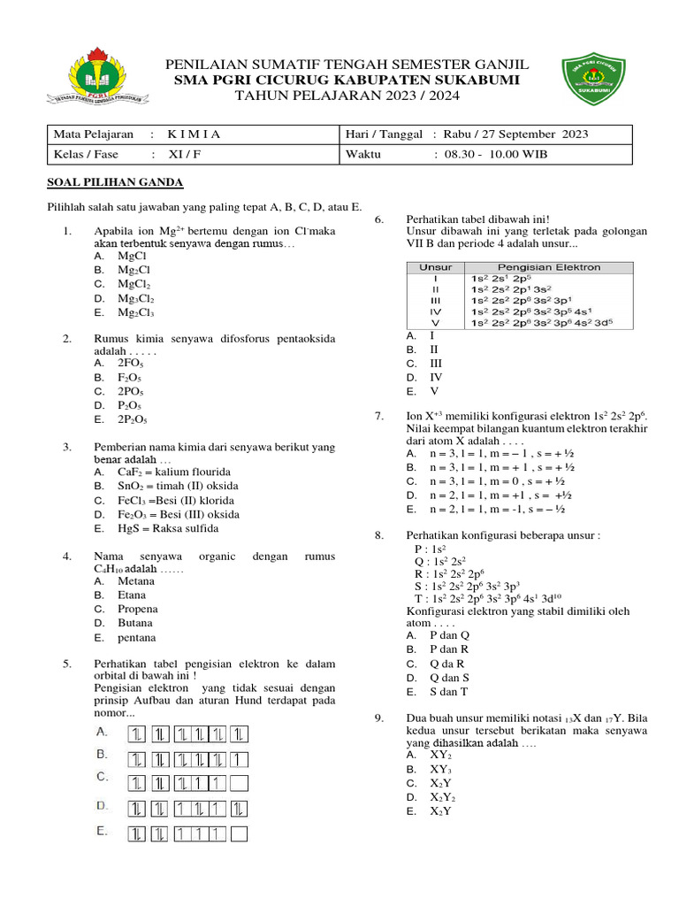 Soal Kimia Kelas XI SMA | PDF