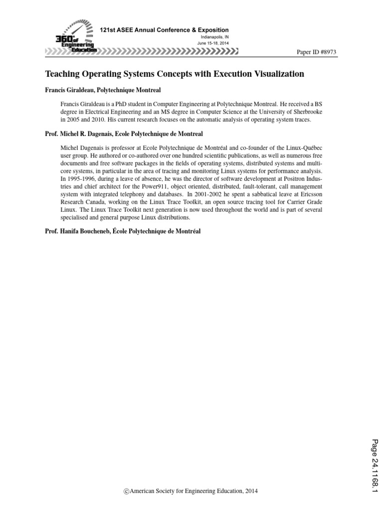 Teaching Operating Systems Concepts With Execution Visualization | PDF | Focus Group | Thread ...