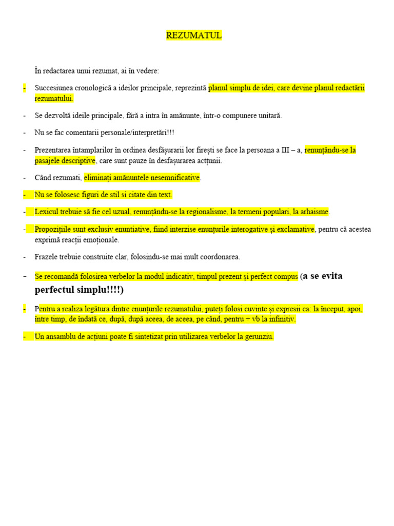 Redactarea Unui Rezumat - Clasa A 8 A | PDF