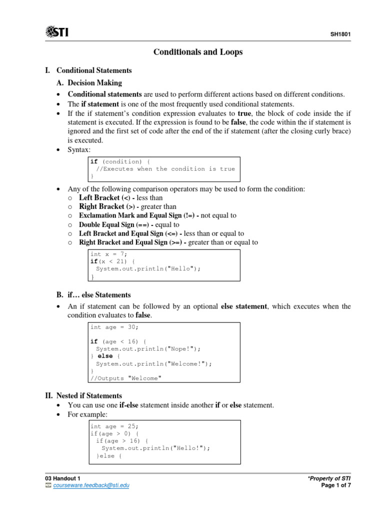 03 Handout 1 | PDF | Control Flow | Software Development