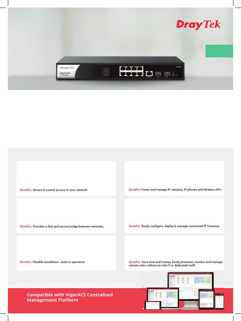 DrayTek Datasheet VigorSwitch P2100-G2100 | PDF | I Pv6 | Computer Network