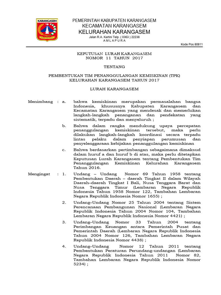 SK Penanggulangan Kemiskinan | PDF