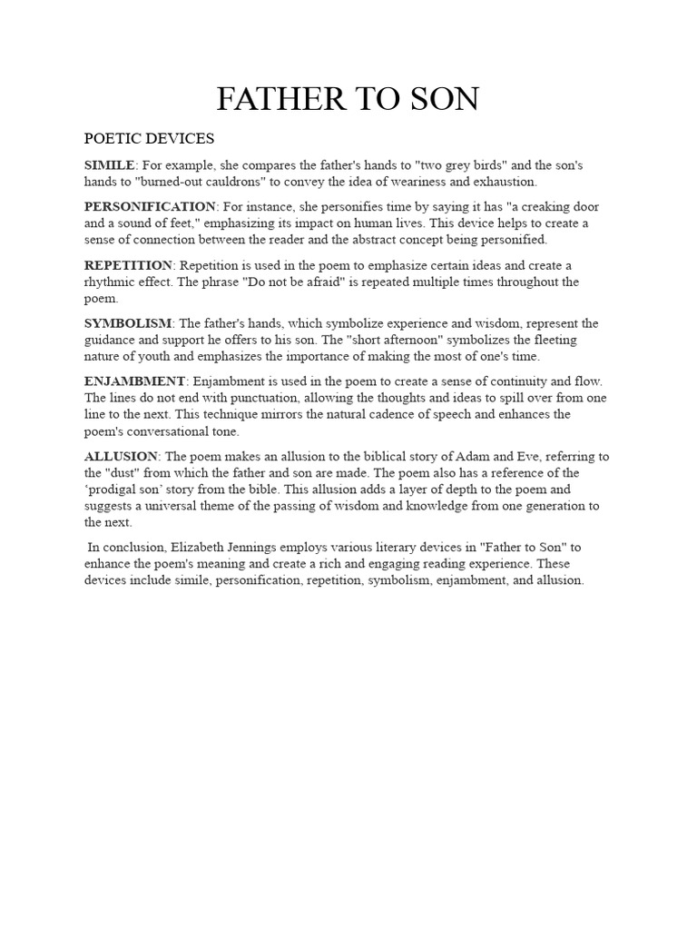 Poetic Devices in "Father to Son" | PDF | Language Arts & Discipline