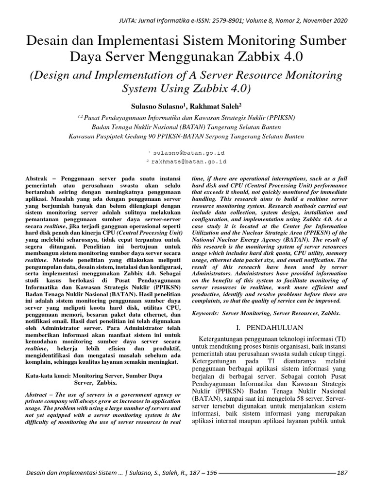 Desain Dan Implementasi Sistem Monitoring Sumber D 3 | PDF | Komputer