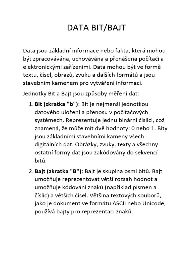 Data Bit, Bajt | PDF