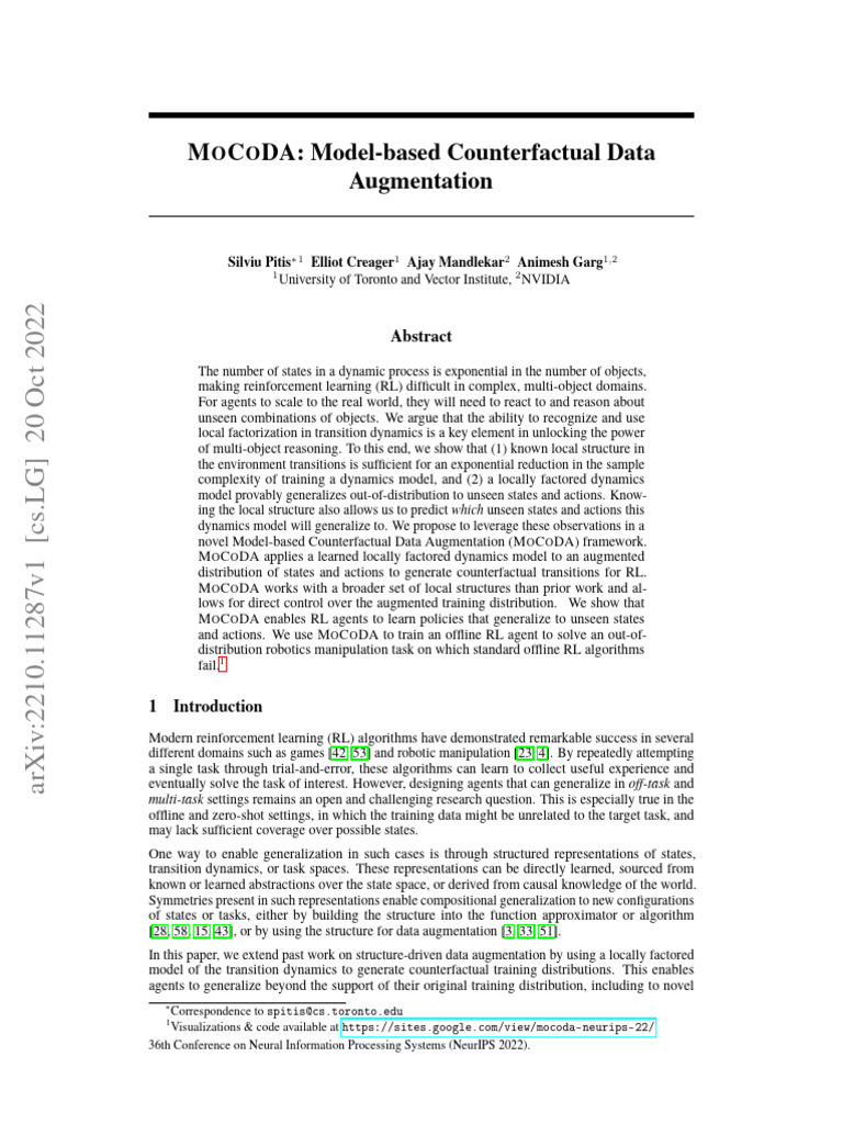 Mocoda Model Based Counterfactual Data Augmentation Pdf Causality Mathematical Model