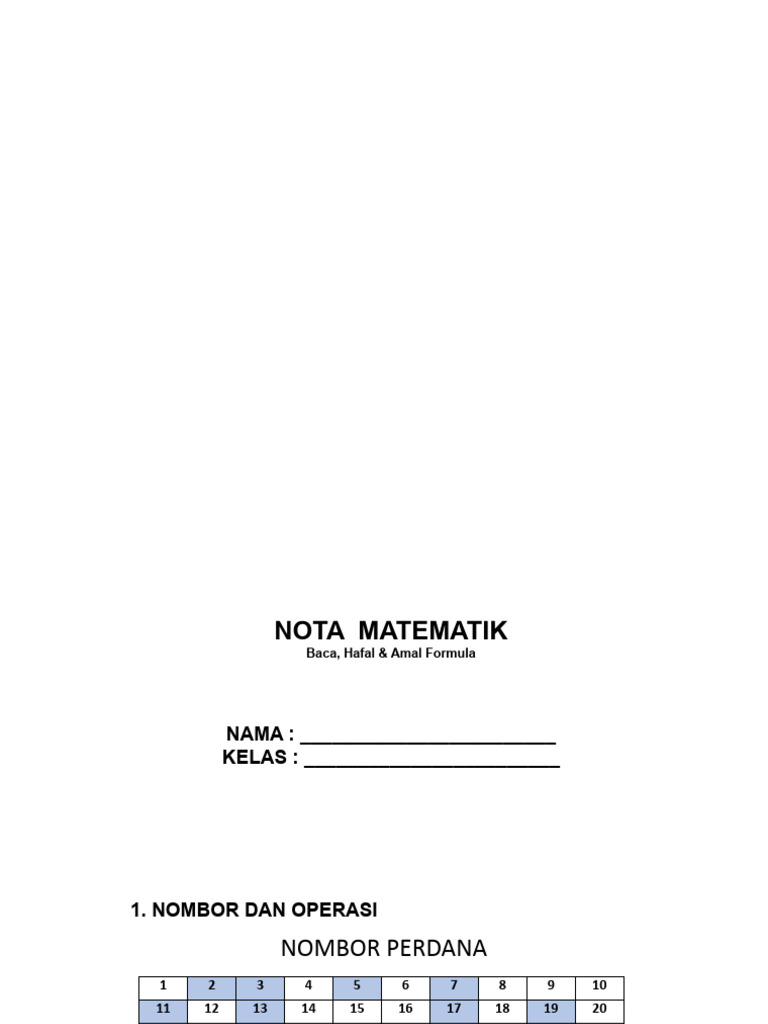 Formula Matematik Tahun 6 | PDF