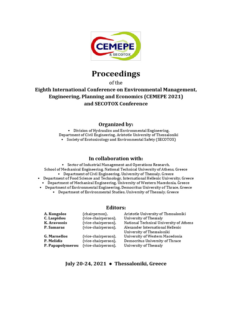 Resumo em Eventos - 8TH Cemepe e Socotox 2021 - Greece - 2021 | PDF | Greece | Chemistry