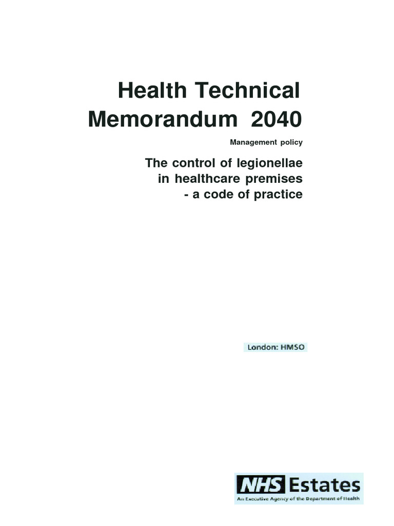 HTM 2040 Control of Legionella Management Policy | PDF | Medical ...