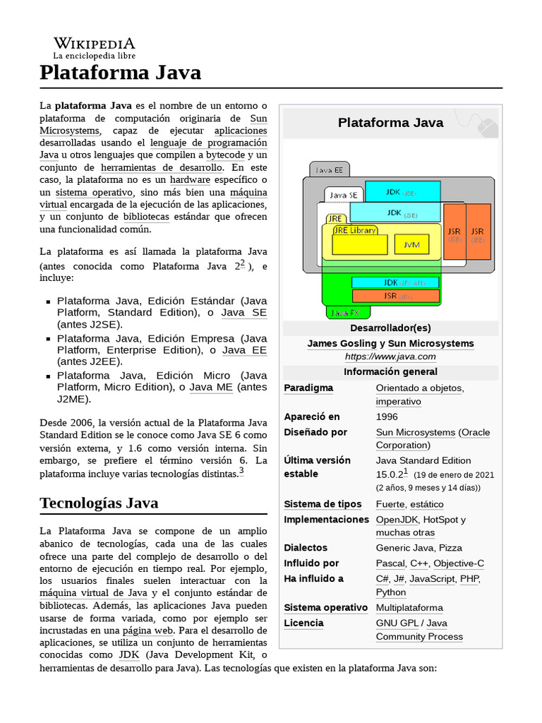 Plataforma Java | PDF | Java (plataforma de software) | Java (lenguaje de programación)