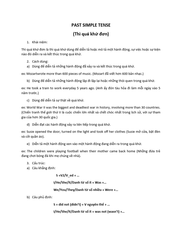 Past Simple Tense | PDF