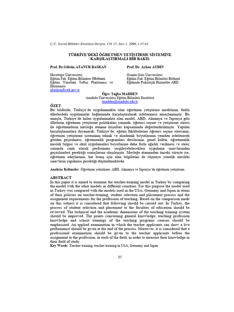 T Rkiye Deki Retmen Yeti Tirme Sistemine Kar La T Rmal Bir Bak (#59853) - 50255 | PDF