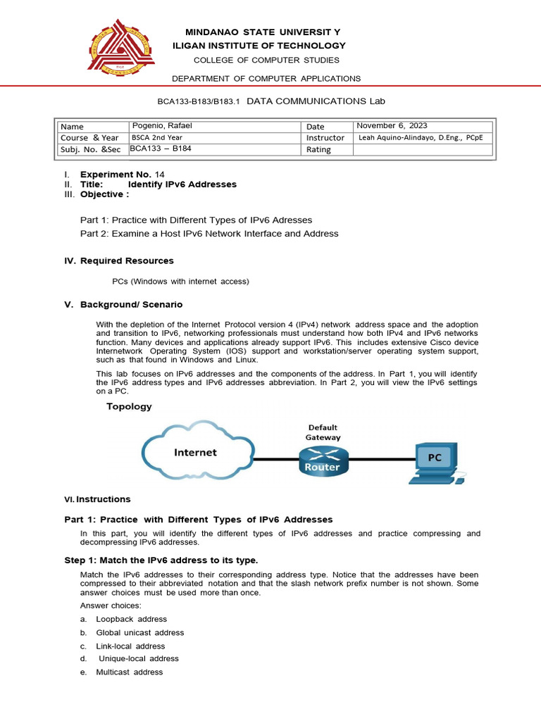 Experiment 14 | PDF | I Pv6 | Ip Address