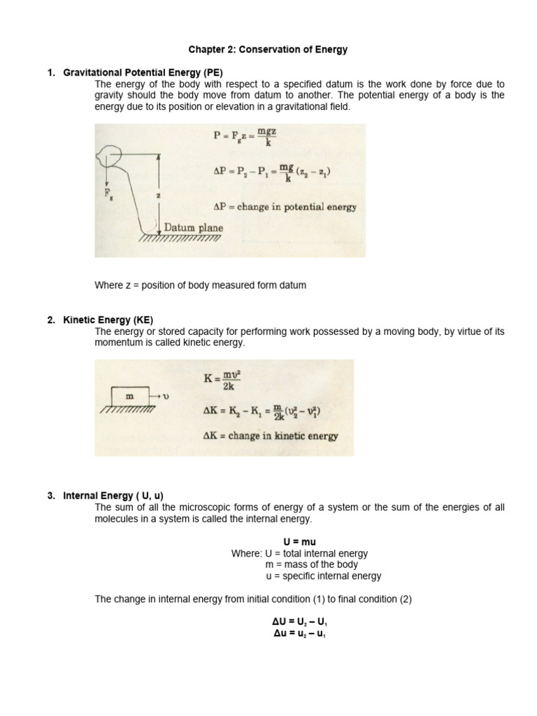 Chapter 2: Conservation of Energy 1. Gravitational Potential Energy (PE ...