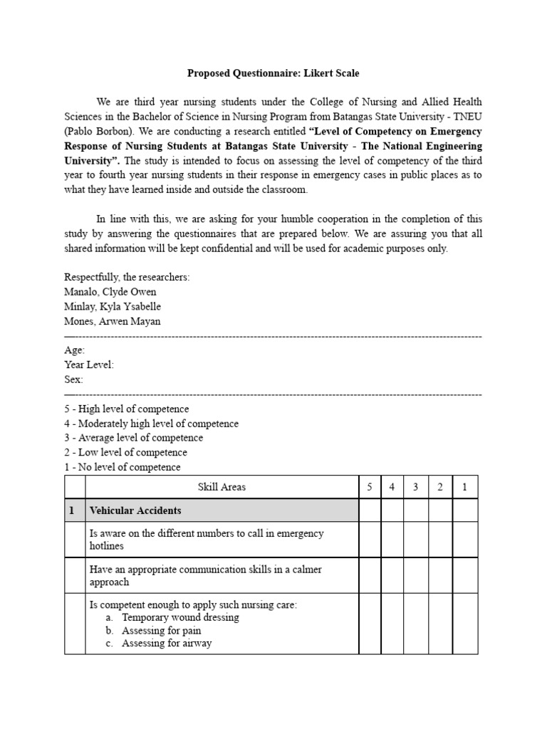 Questionnaire | PDF | Natural Disasters | Nursing