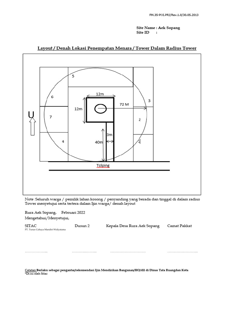 Layout Denah Lokasi Penempatan Menara Tower Dalam Radius Tower | PDF ...