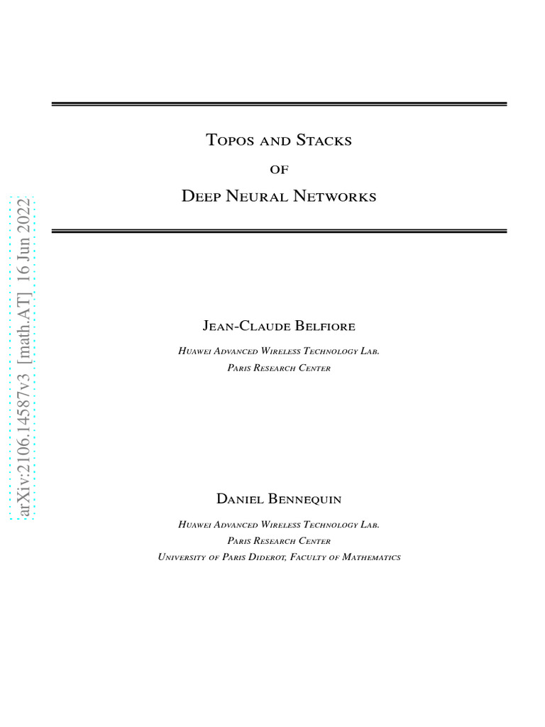 Topos and Stacks of Deep Neural Networks: Jean-Claude Belfiore | PDF | Mathematical Concepts ...