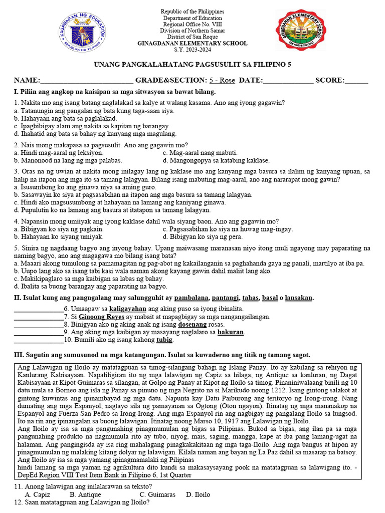 Filipino 5 | PDF