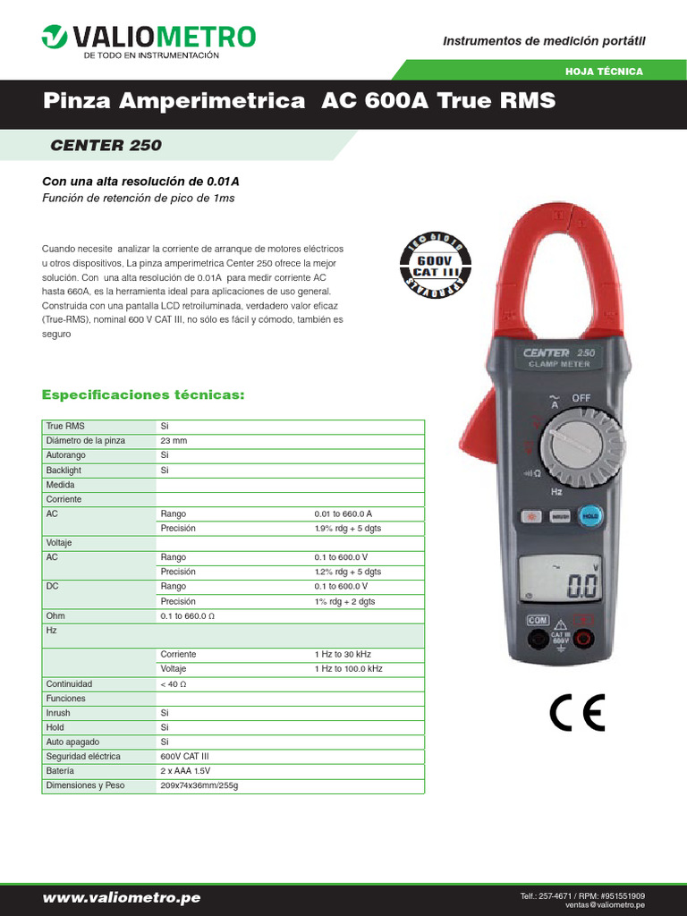 Pinza Center 250 | PDF