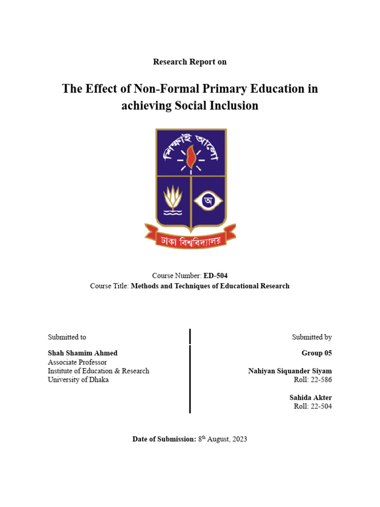 Non-Formal Education's Role in Inclusion | PDF | Qualitative Research | Methodology
