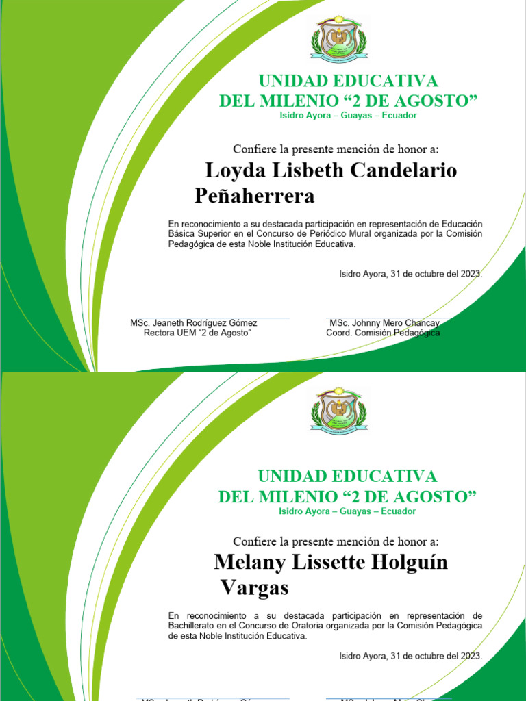 Diplomas Formatos Merito Academico | PDF