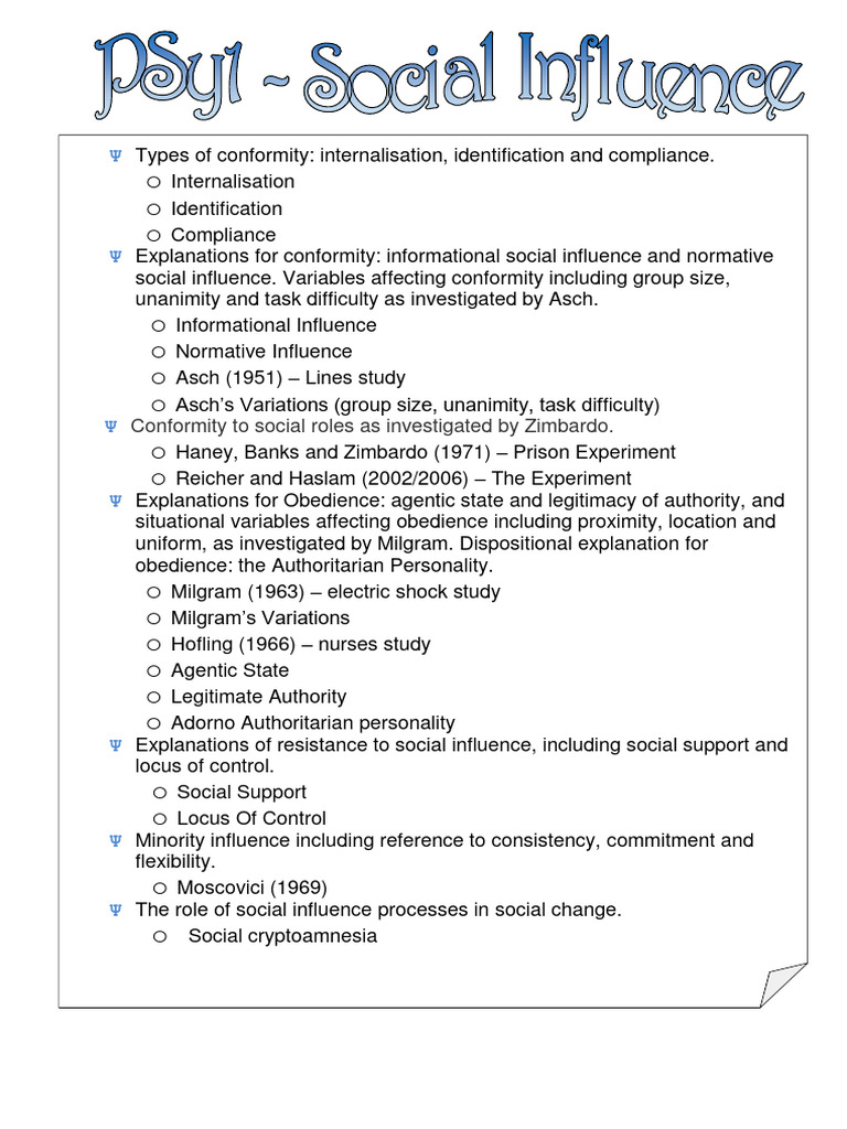 Understanding Social Influence and Conformity | PDF | Obedience (Human ...