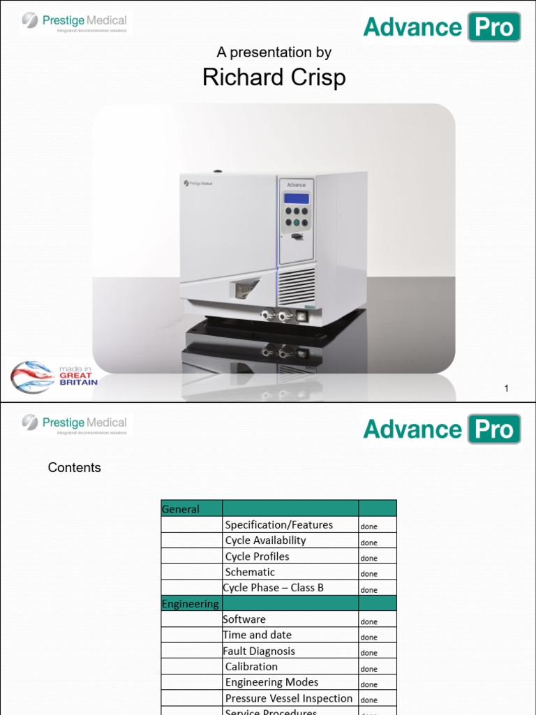 331 Prestige Advance Pro | PDF | Boiler | Sterilization (Microbiology)