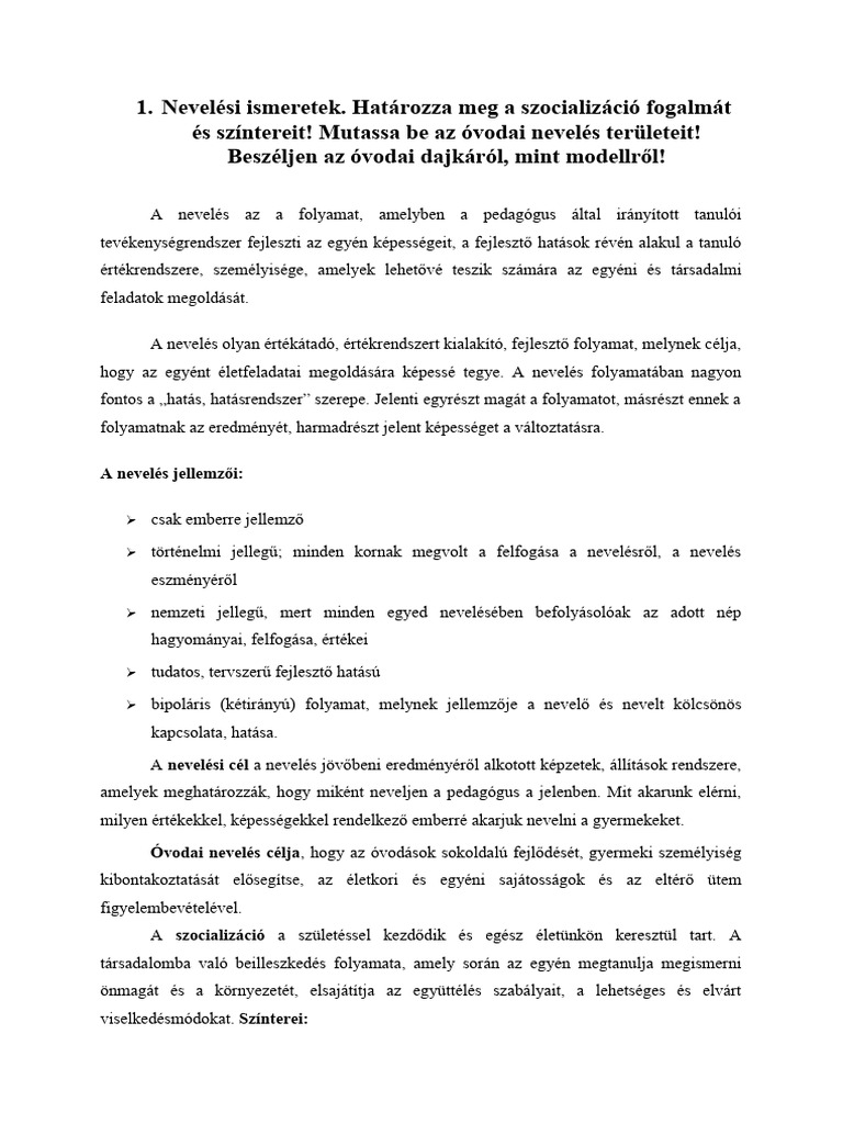 Óvodai Dajka Kidolgozott Tételek 2021 | PDF