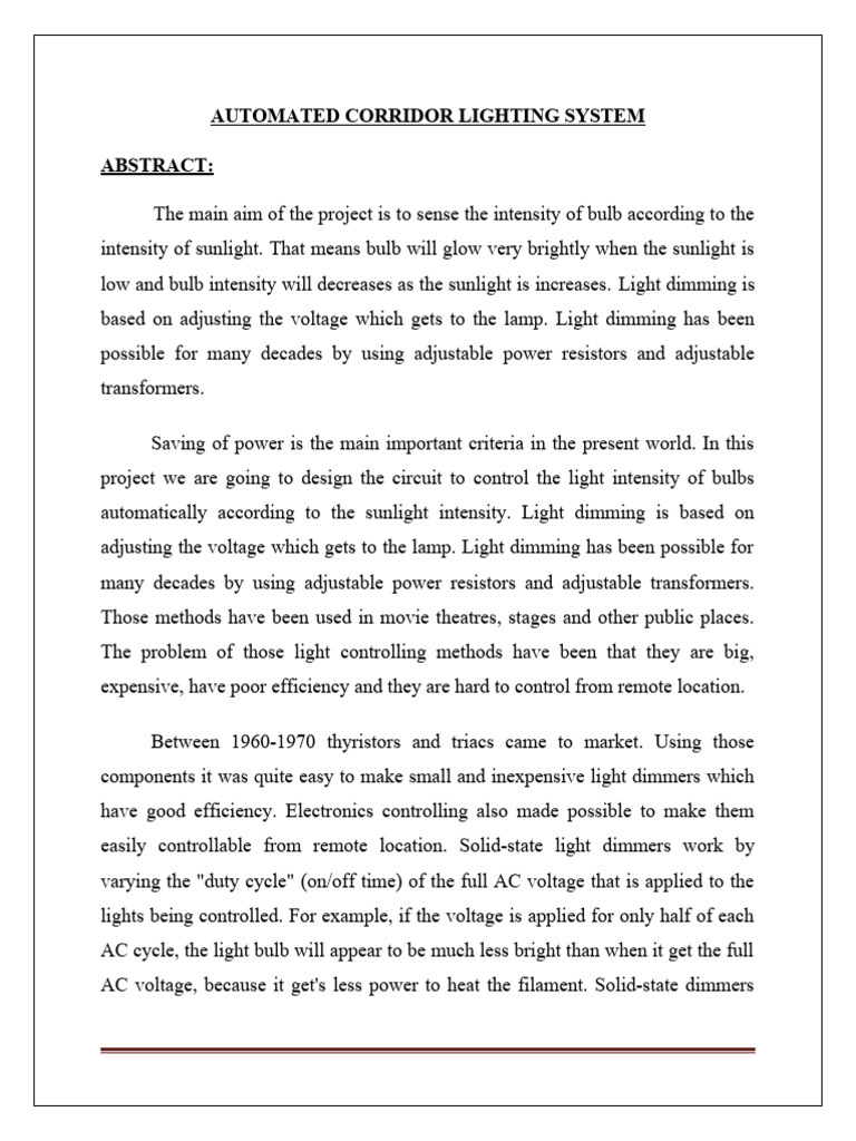 24.automated Corridor Lighting System | PDF | Manufactured Goods | Electrical Engineering
