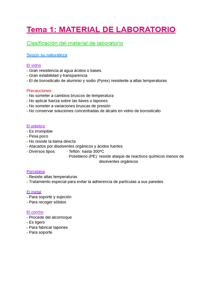 Tema 1 - MATERIAL DE LABORATORIO | PDF | Agua | Destilación