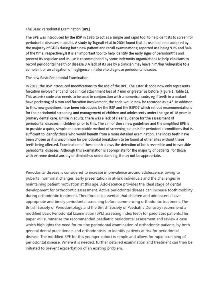 Bpe Index | Download Free PDF | Periodontology | Dentistry