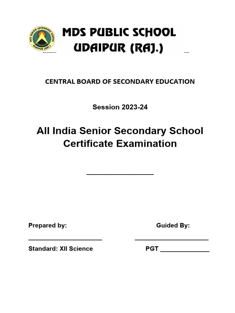 Chemistry Project Cover Page Design | PDF