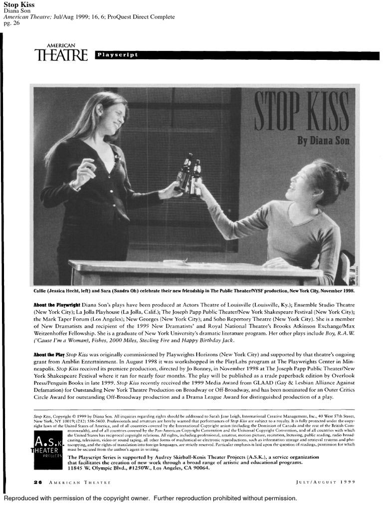 Stop Kiss Script | PDF