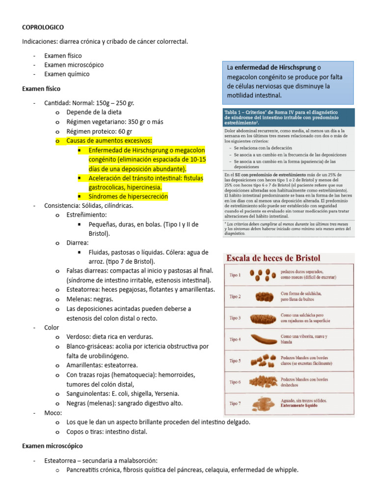 COPROLOGICO | Descargar gratis PDF | Diarrea | Heces