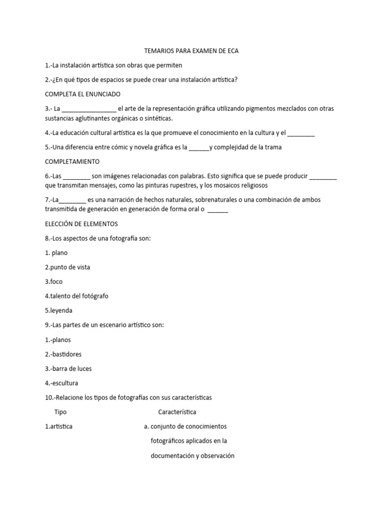 Temarios para Examen de Eca | PDF