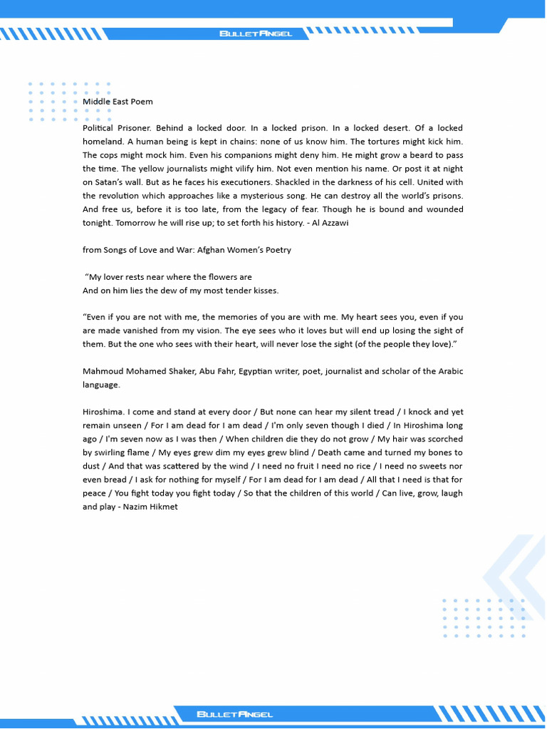 Middle East Poem | PDF | Poetry