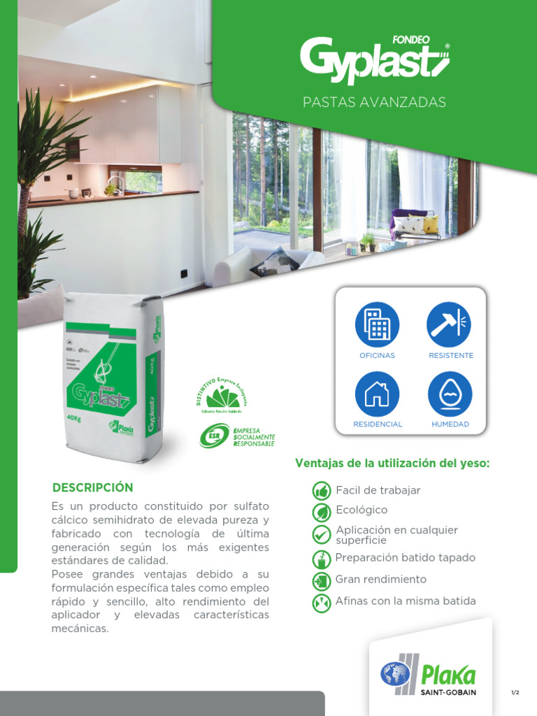Gyplast: Ficha Técnica y Usos | PDF | Hormigón | Ciencias fisicas