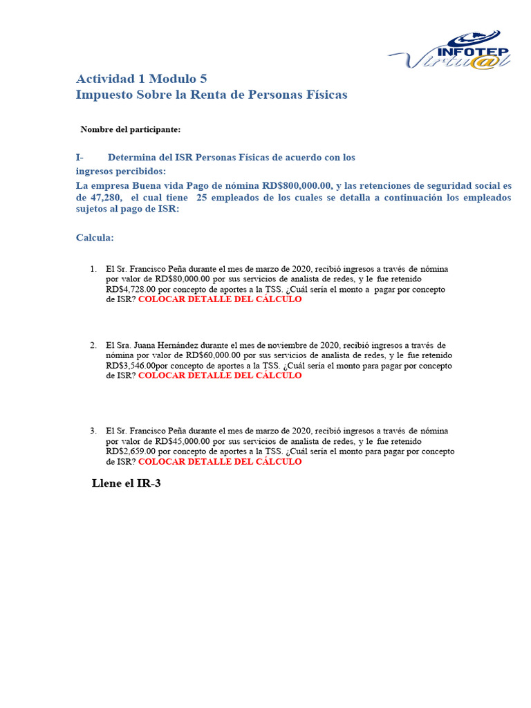 Actividad 1 Modulo 5 Retenciones Empleados | PDF