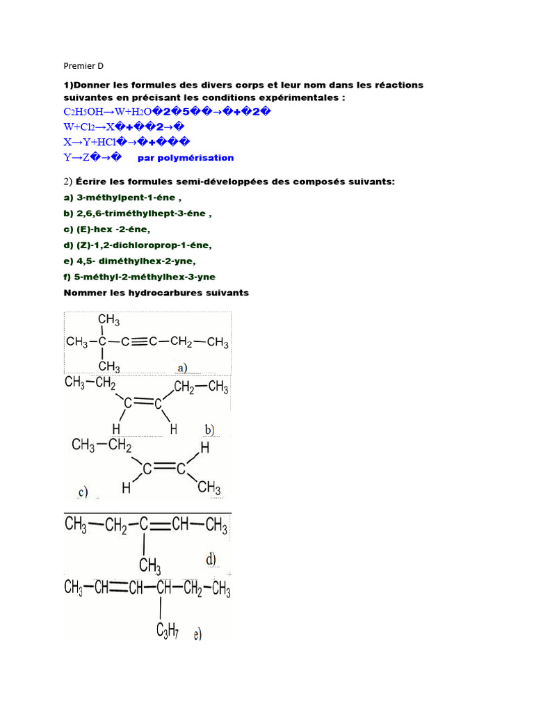 Réactions et Formules des Hydrocarbures | PDF