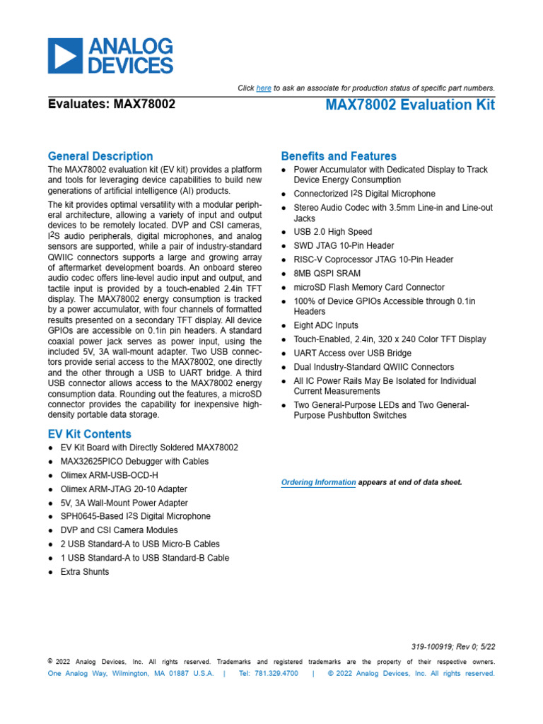MAX78002 Evaluation KIT | PDF | Usb | Information And Communications ...