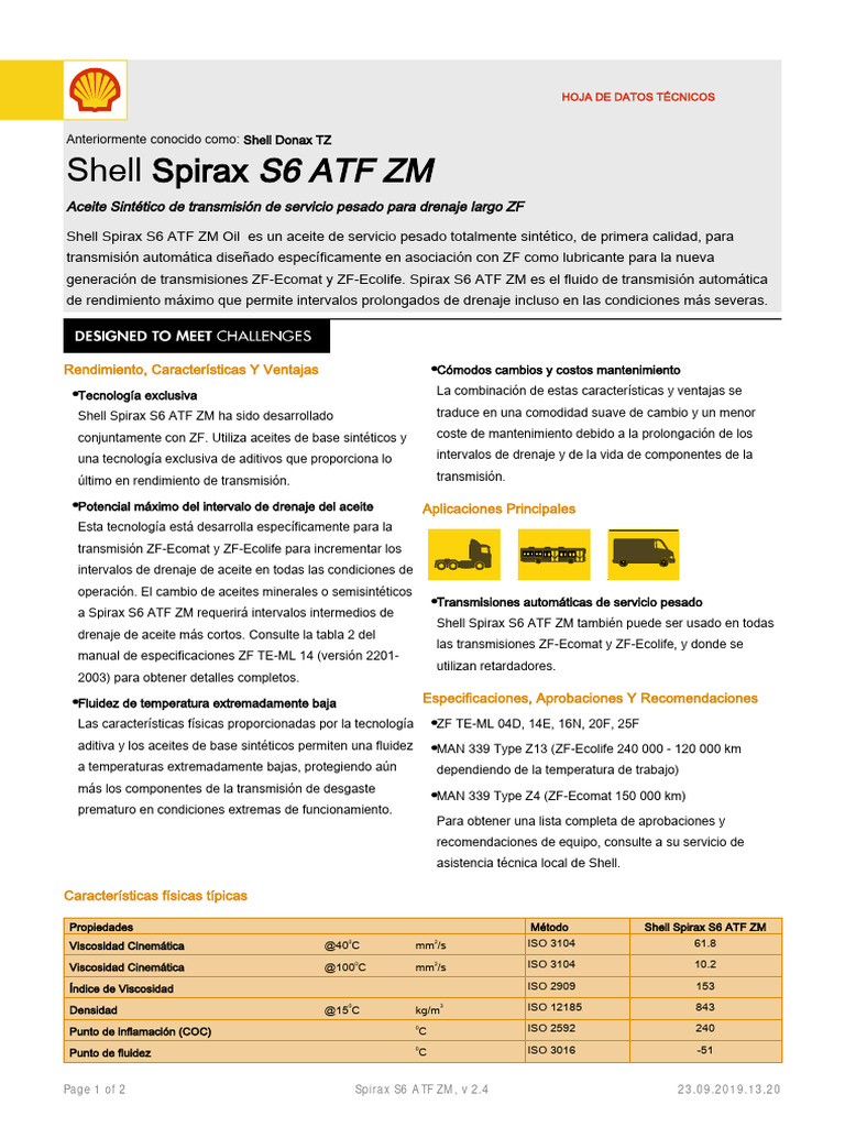 Spirax S6 Atf ZM | PDF | Transmisión automática